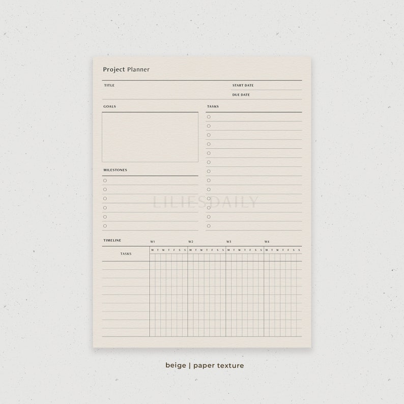 Digital Project Planner Timeline Tracker Work Goal Setting - Etsy