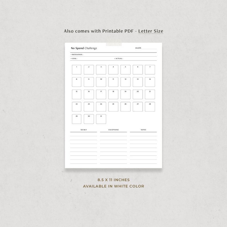 No Spend Challenge Tracker Digital Planner Template for - Etsy