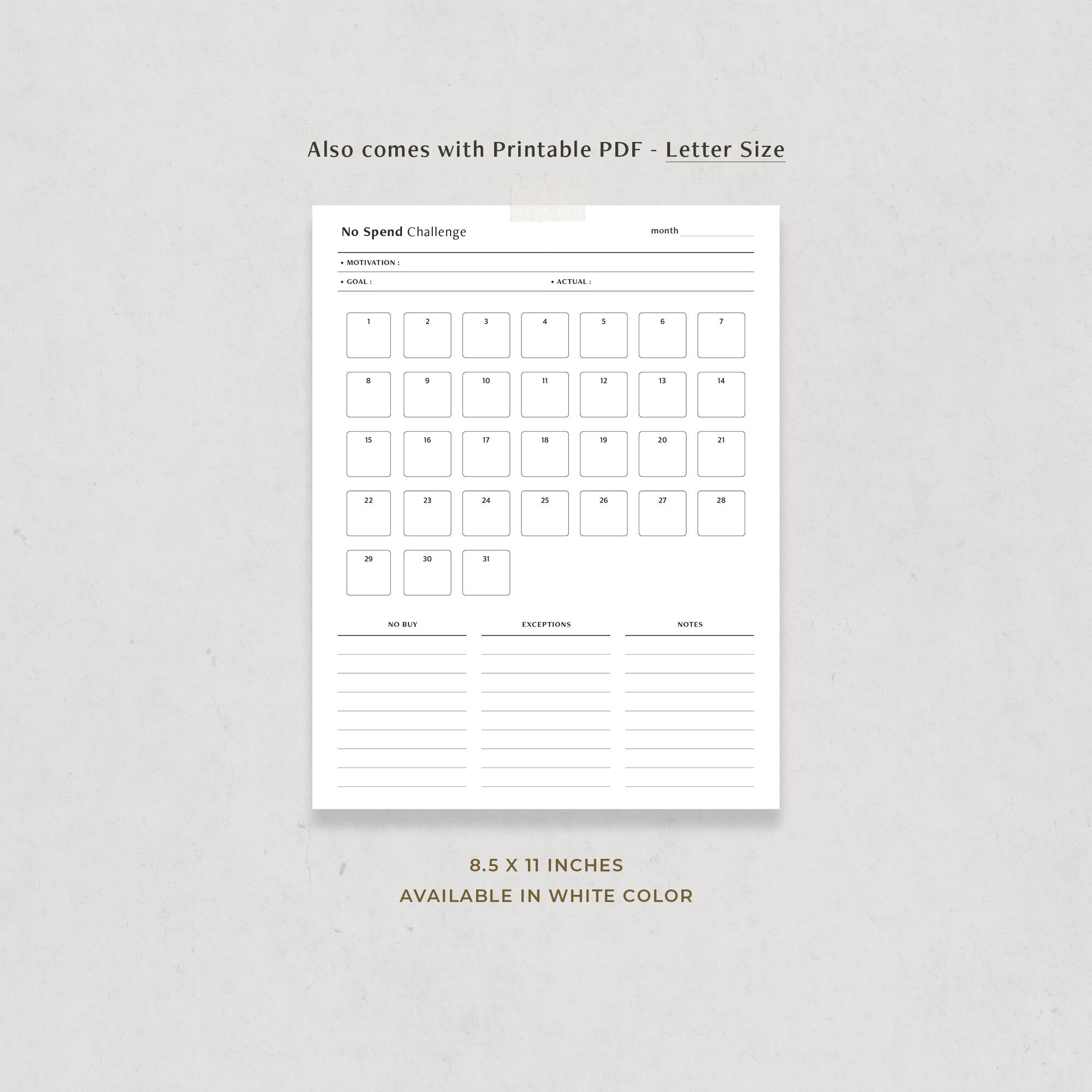 No Spend Challenge Tracker Digital Planner Template for - Etsy