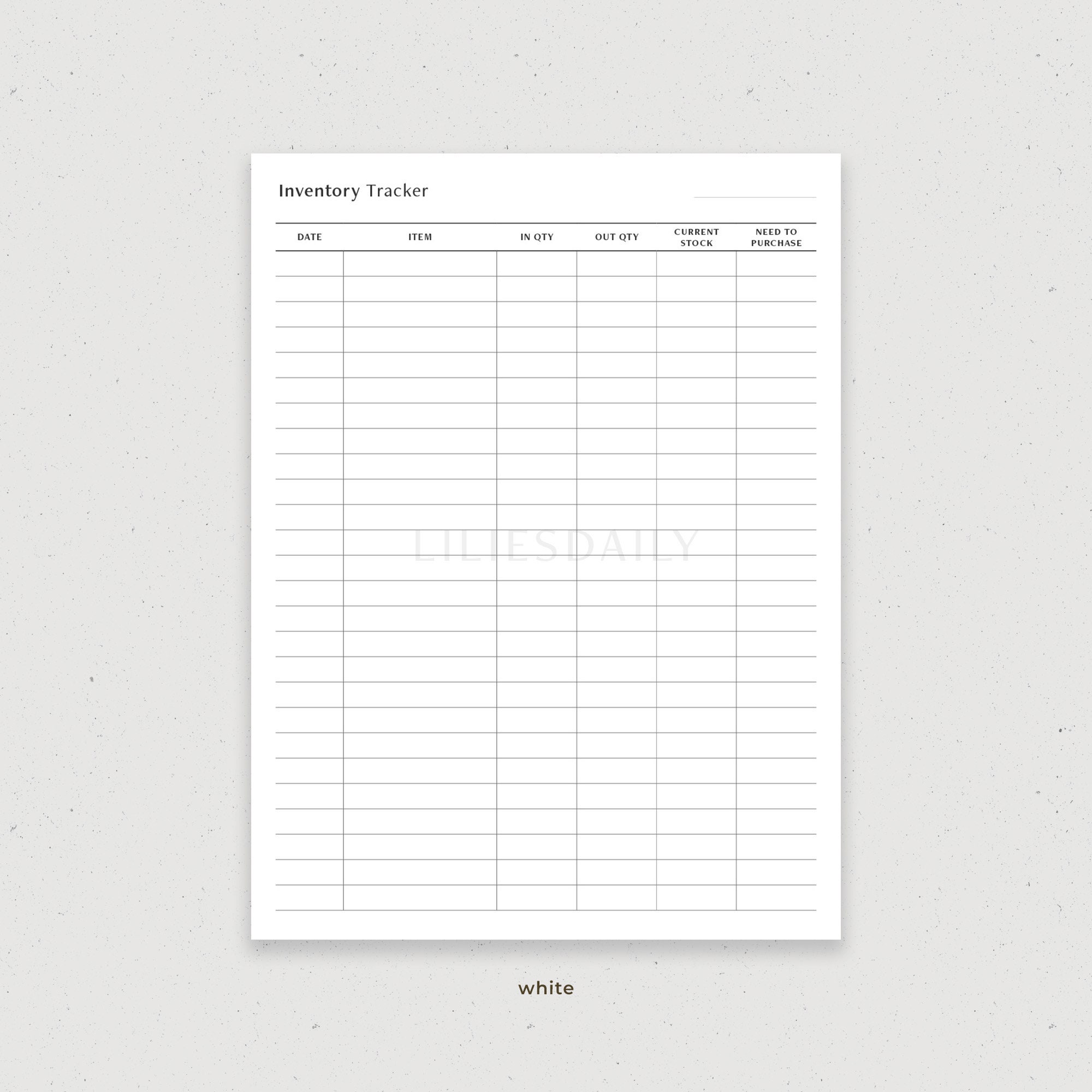 Inventory Tracker Printable, Stock Management Template, Product ...