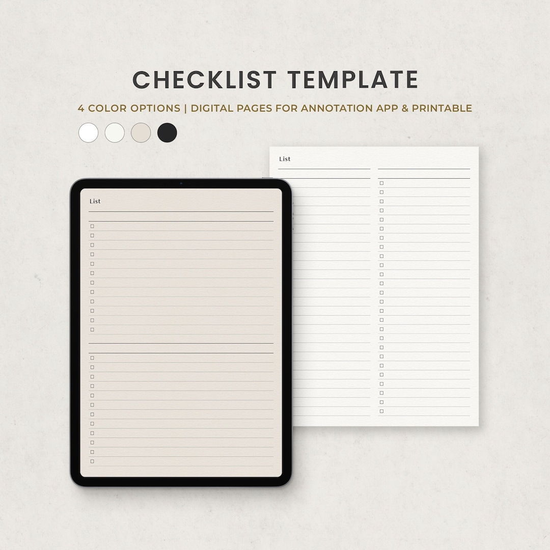 Checklist Template Editable Printable, to Do List Digital Planner for ...