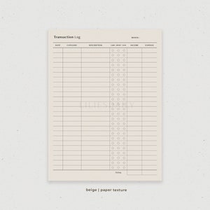 Transaction Log, Income Expense Tracker, Finance Digital Planner ...