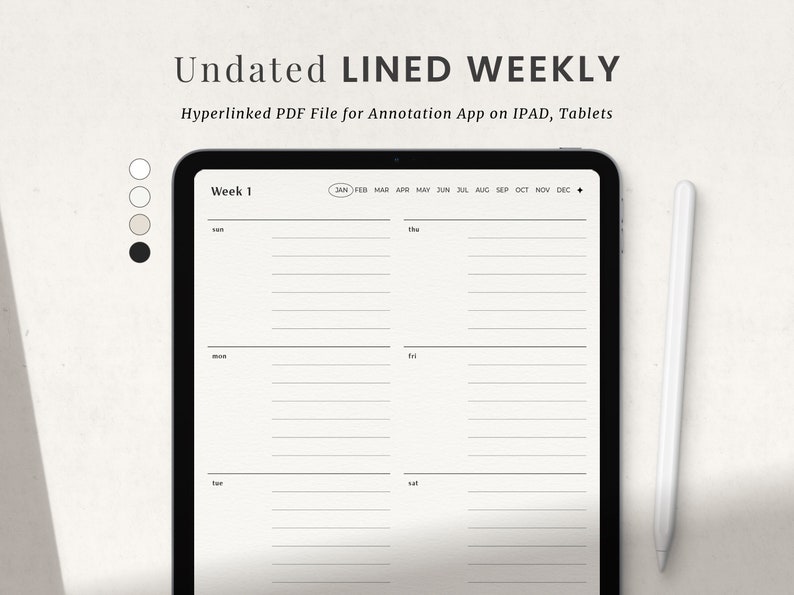 Undated Weekly Digital Planner, Goodnotes Planner, iPad Journal ...