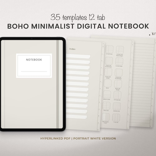 Boho Digital Notebook for Goodnotes With Tabs Kraft Minimal - Etsy
