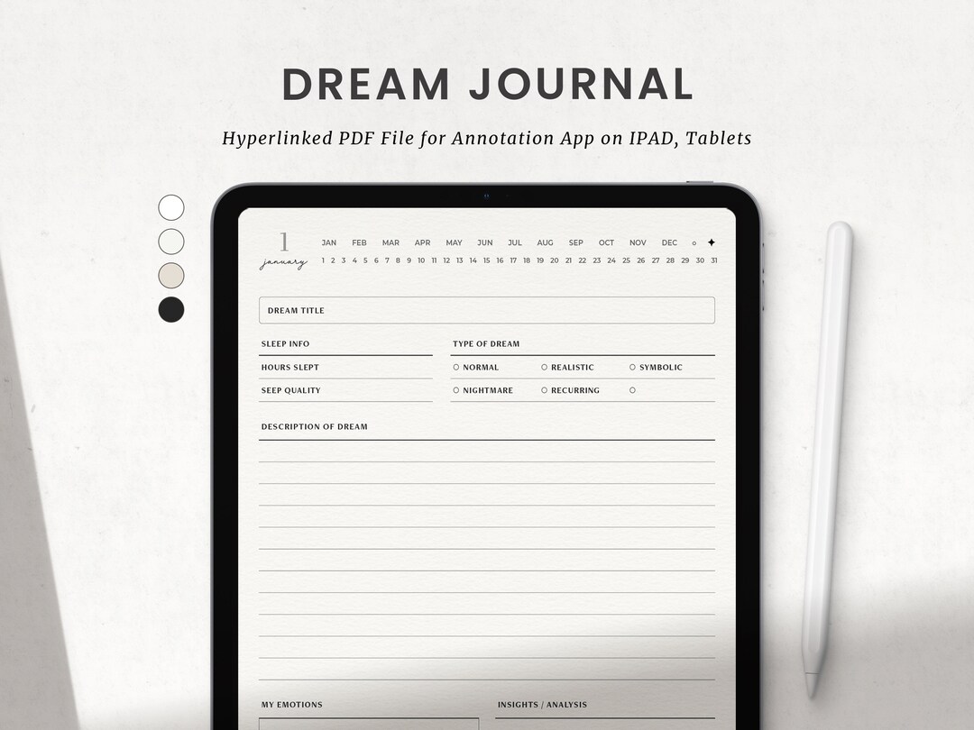 Dream Journal, Digital Dream Tracker, Daily Sleep Quality Log for ...