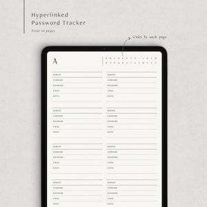 Digital Password Tracker Book, Goodnotes Password Keeper, iPad ...