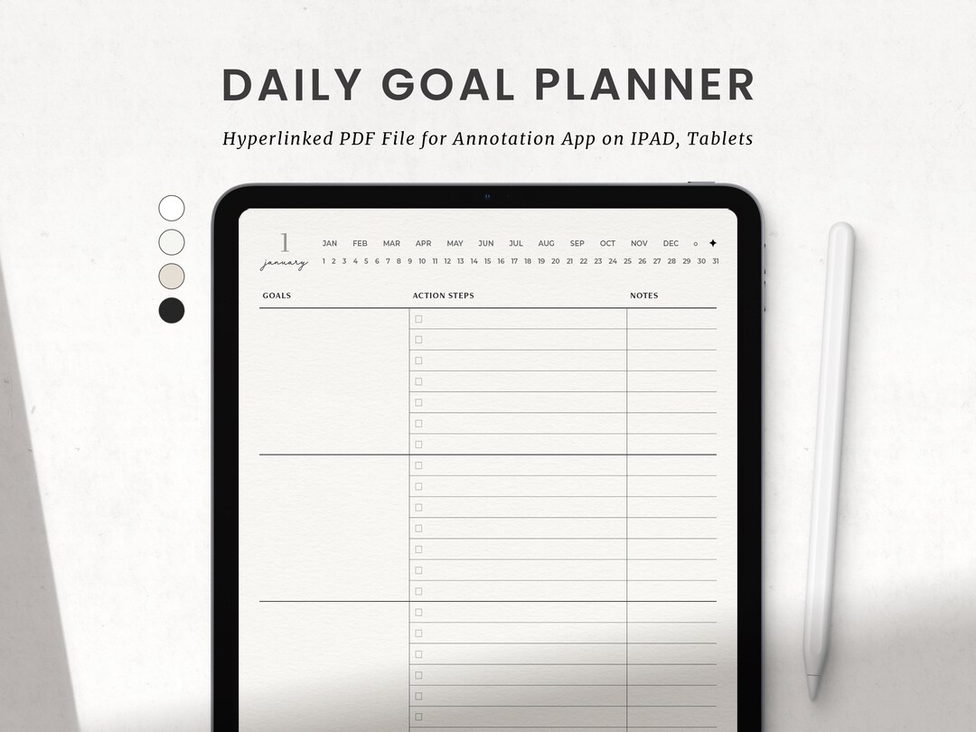 Daily Goal Planner, Goal Tracker, Goal Setting Digital Planner Template ...