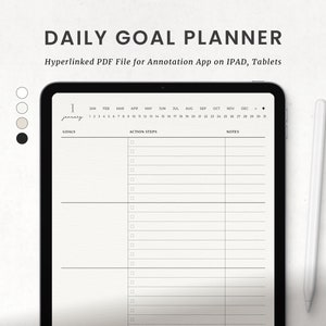 Daily Goal Planner, Goal Tracker, Goal Setting Digital Planner Template ...