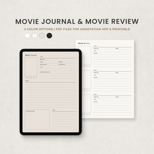 Movie Review and Movie Journal Digital Planner Template for - Etsy