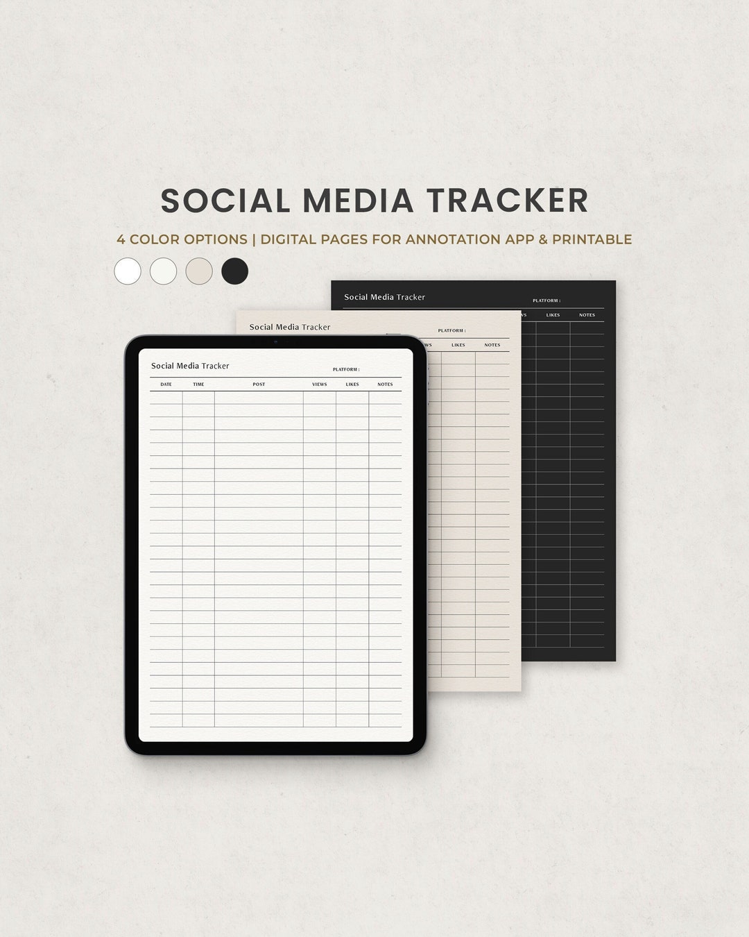 Social Media Tracker, Posting Log Digital Planner Template for ...
