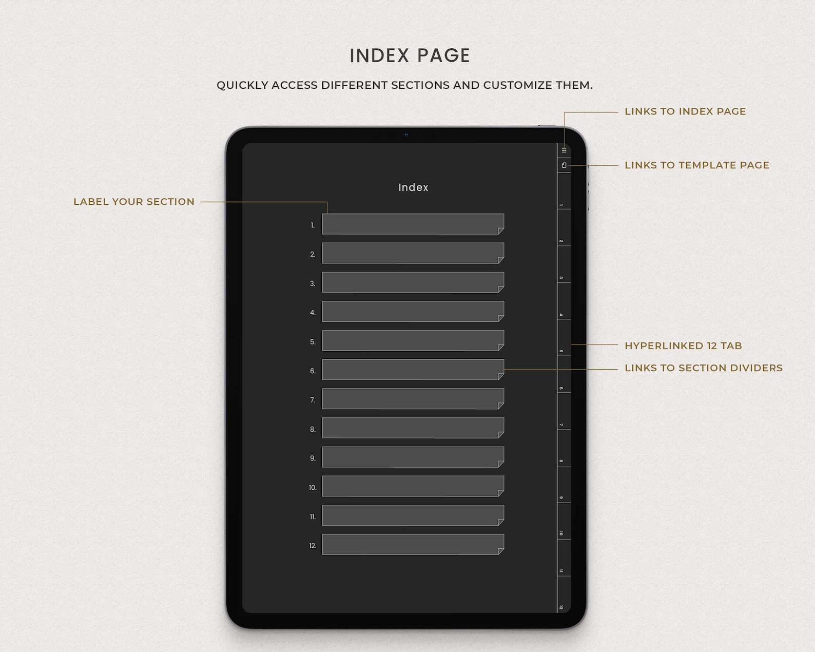 Dark Mode Digital Notebook With 12 Tabs for Goodnotes Ipad - Etsy