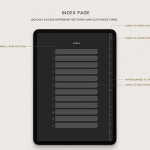 Dark Mode Digital Notebook With 12 Tabs for Goodnotes iPad Notability ...