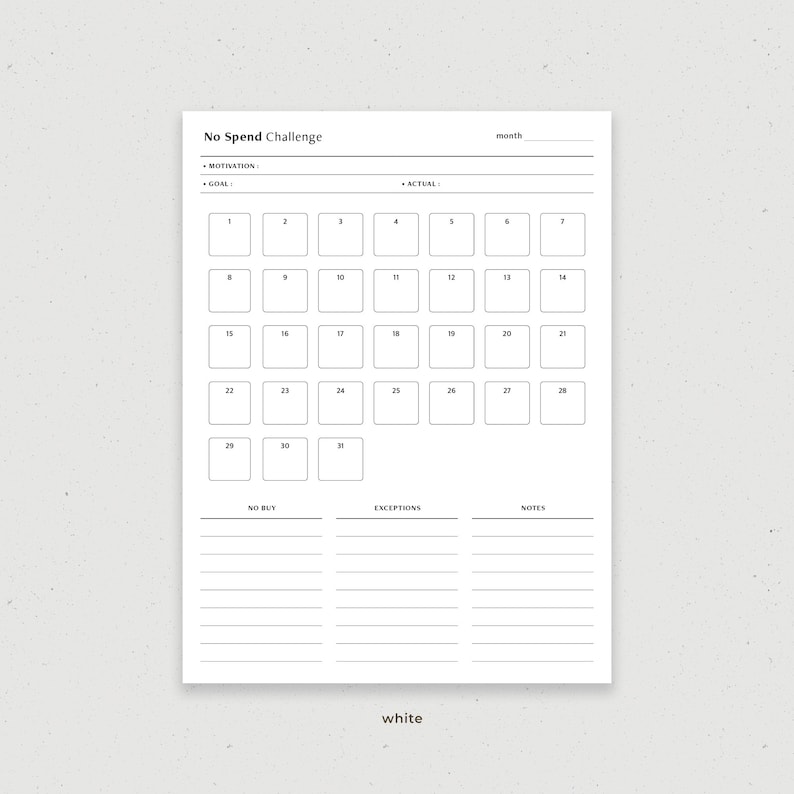 No Spend Challenge Tracker Digital Planner Template for - Etsy