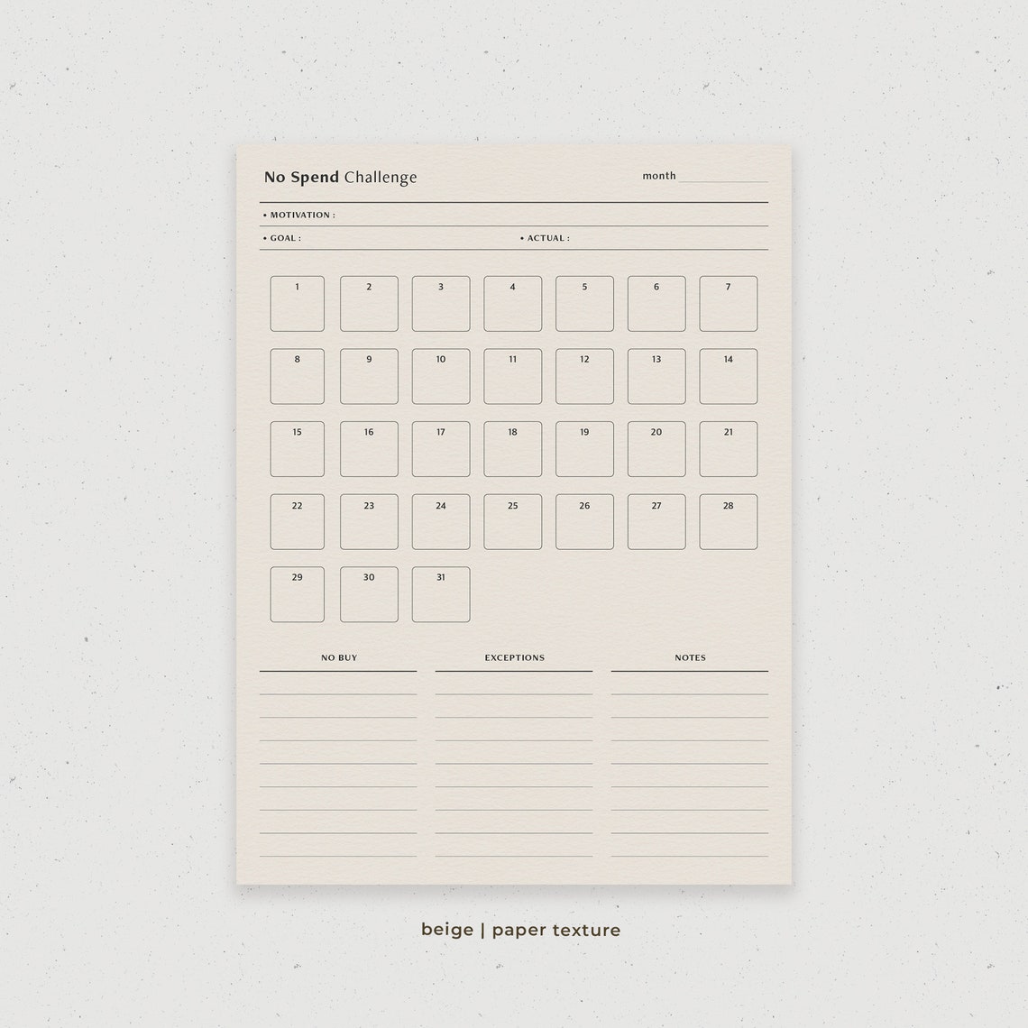 No Spend Challenge Tracker Digital Planner Template for - Etsy