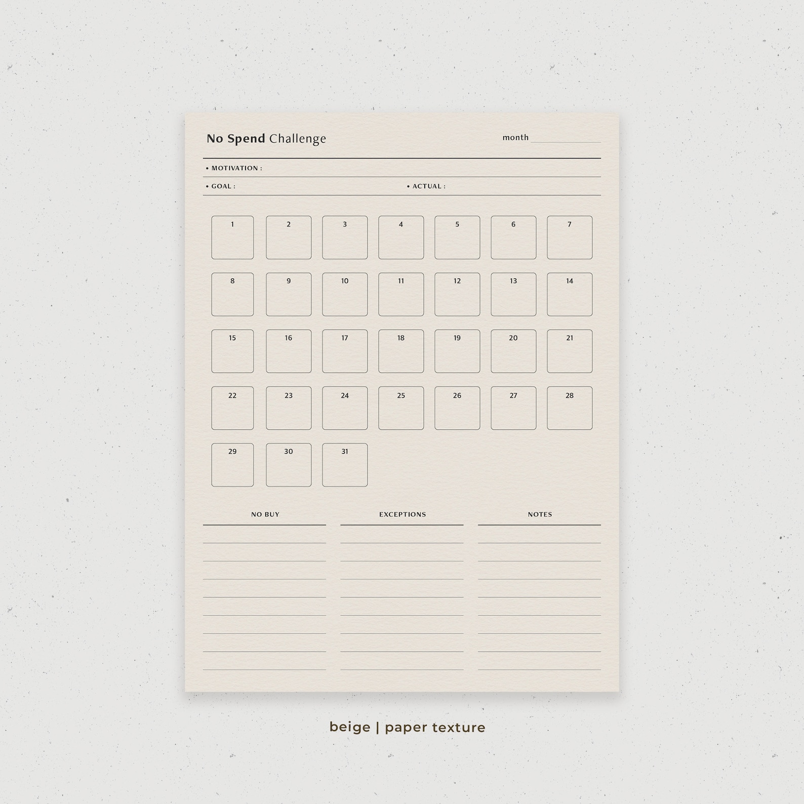 No Spend Challenge Tracker Digital Planner Template for - Etsy