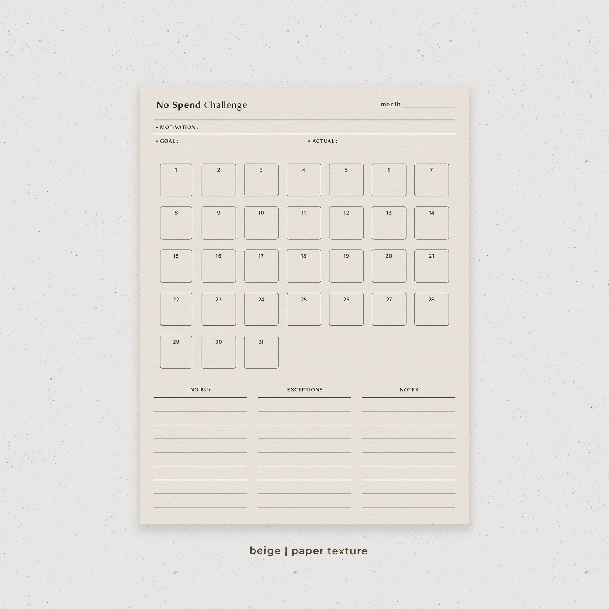 No Spend Challenge Tracker Digital Planner Template for - Etsy