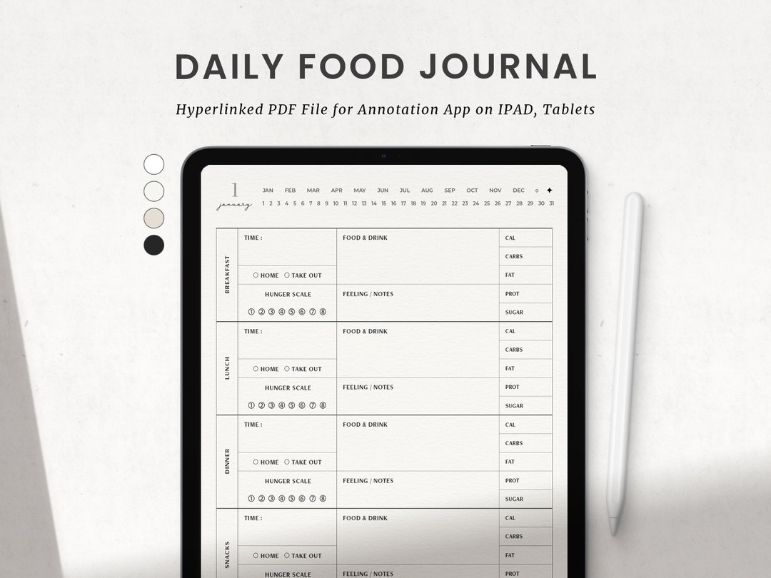 Daily Food Journal, Digital Meal Tracker, Wellness Planner for ...