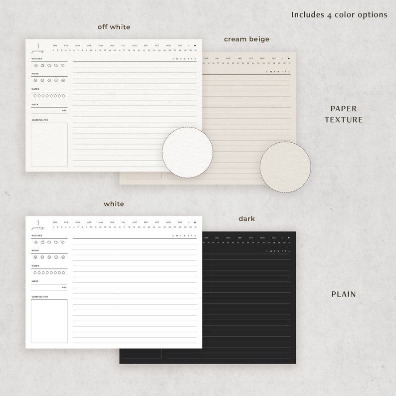 Digital Journal, Landscape Minimalist Daily Diary Template for ...