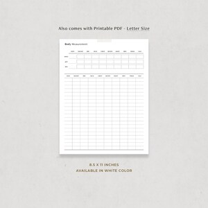 Body Measurement Tracker, Weight Loss Log, Diet Planner Digital ...