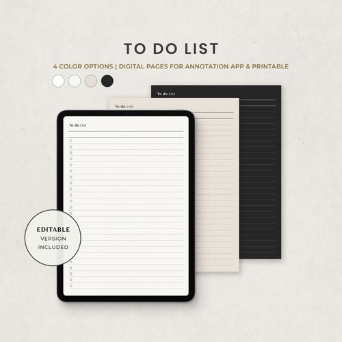 To Do List Task Checklist Digital Planner Template for - Etsy