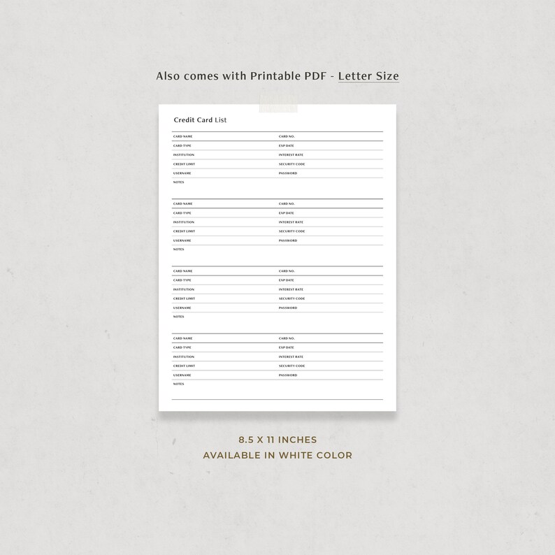 Credit Card Information Tracker Digital Planner Template for Goodnotes ...