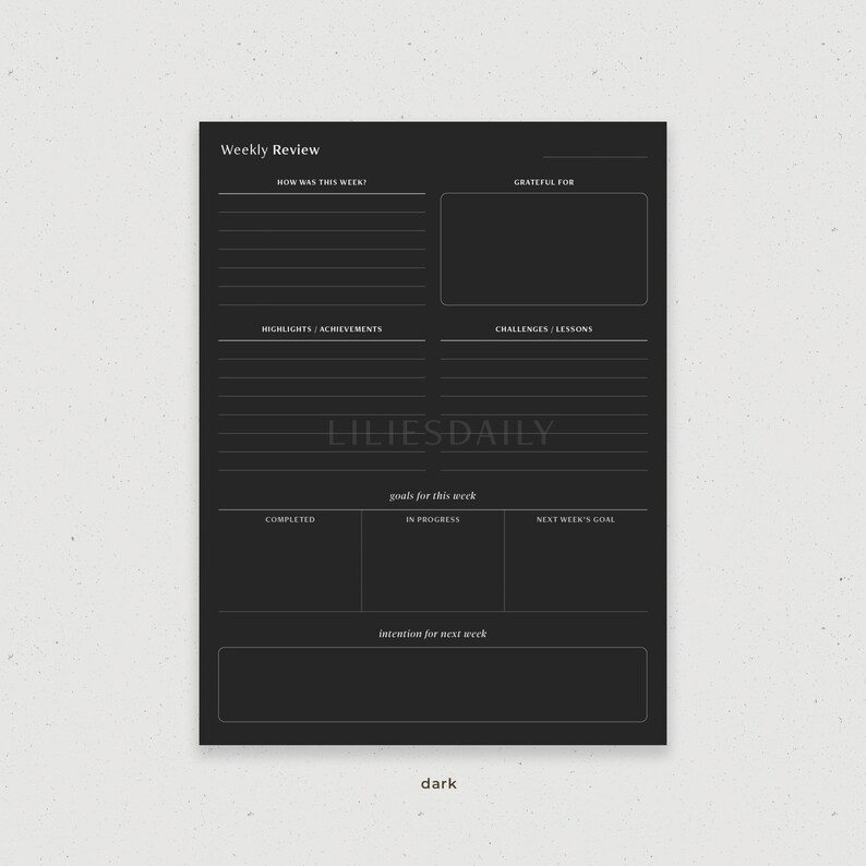 Weekly Review Journal, Digital Weekly Reflection, Weekly Check-in ...