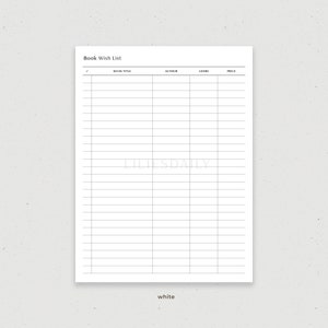 Book Wish List Digital Template, Books to Buy, Reading Goals Printable ...
