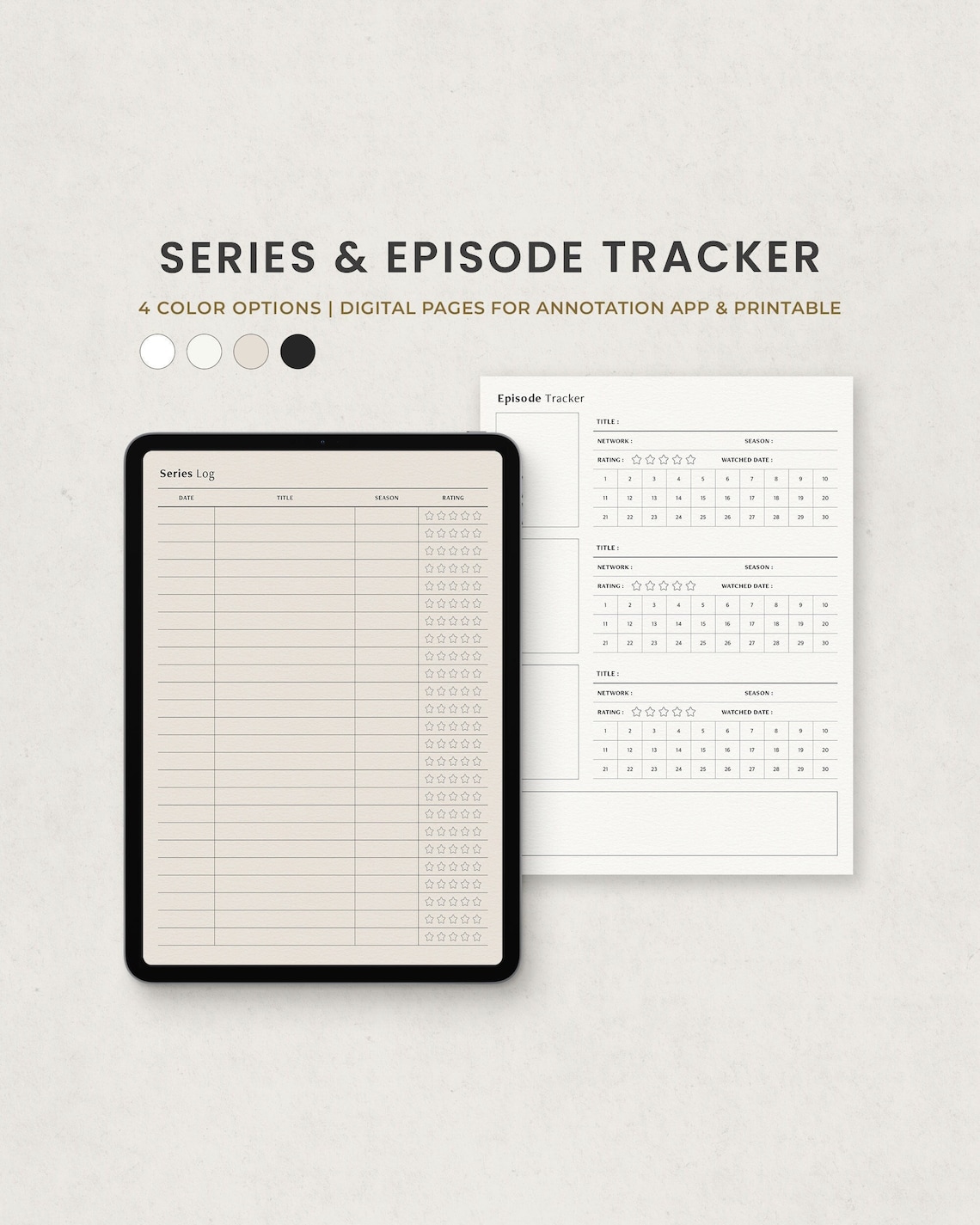 TV Series Log and Episode Tracker Digital Planner Template for - Etsy
