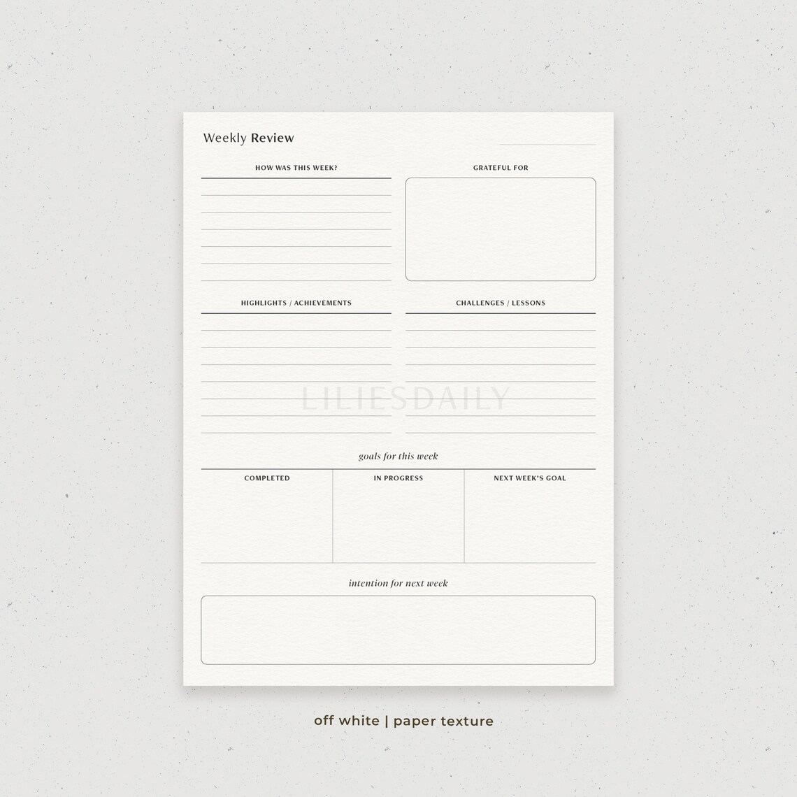 Weekly Review Journal, Digital Weekly Reflection, Weekly Check-in ...
