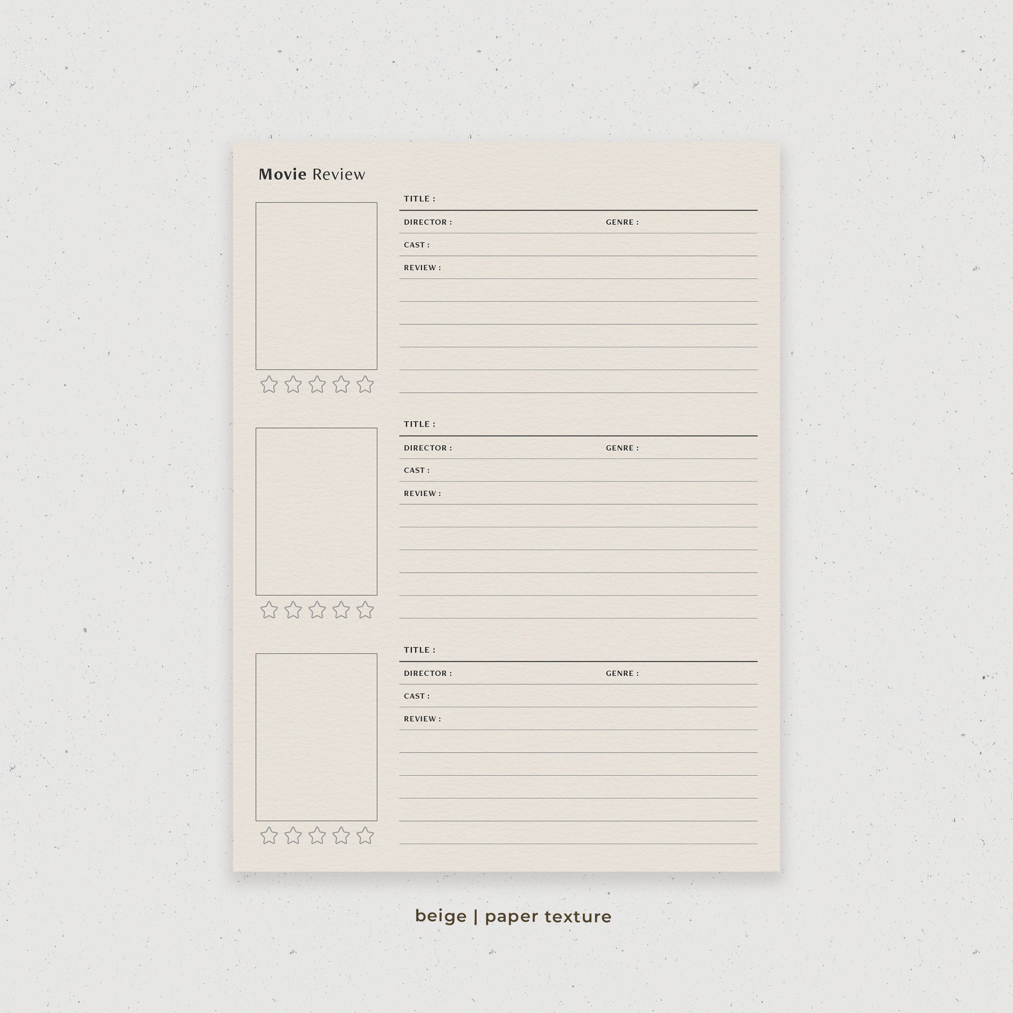 Movie Review and Movie Journal Digital Planner Template for Goodnotes ...