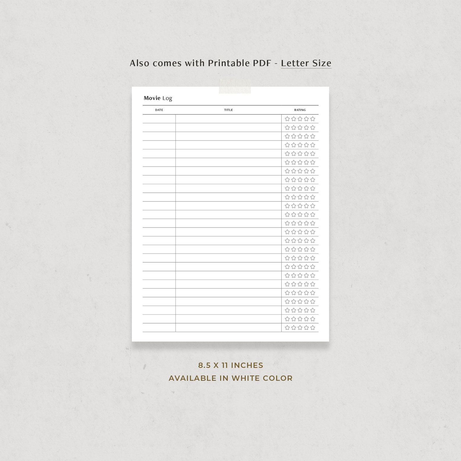 Movie Log and Movie Tracker Digital Planner Template for | Etsy