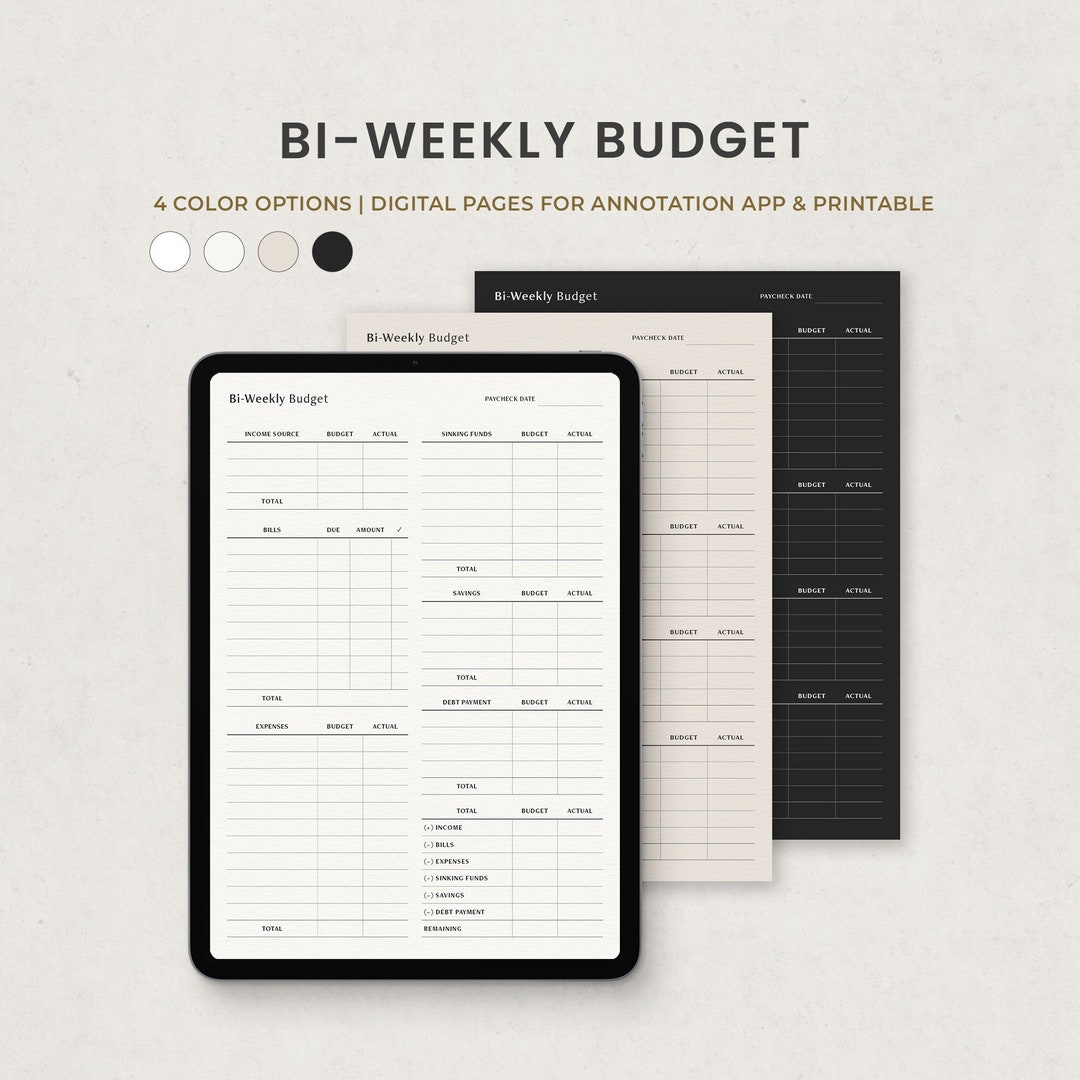 Bi Weekly Paycheck Budget Digital Planner for iPad Goodnotes, PDF ...