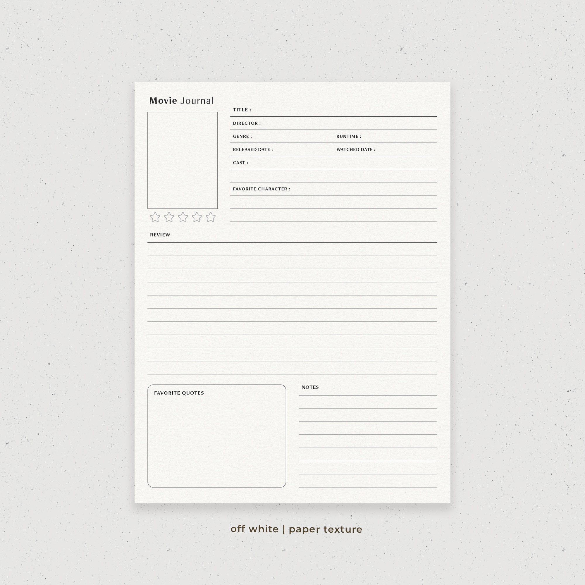 Movie Review and Movie Journal Digital Planner Template for Goodnotes ...