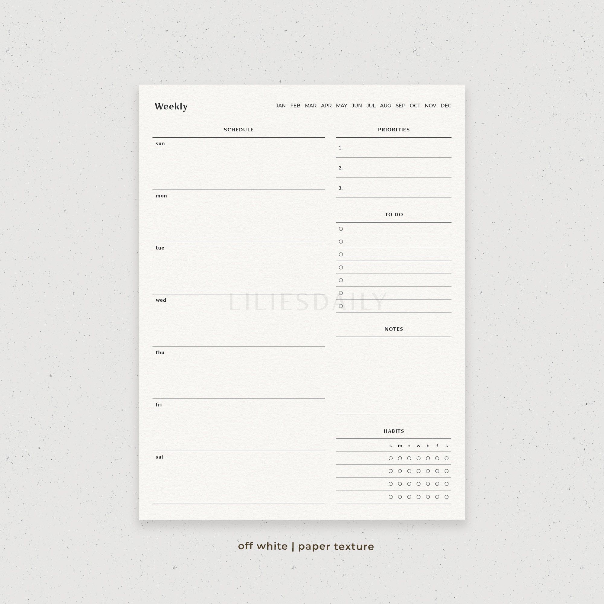 Weekly Overview Digital Planner Week at a Glance Weekly - Etsy