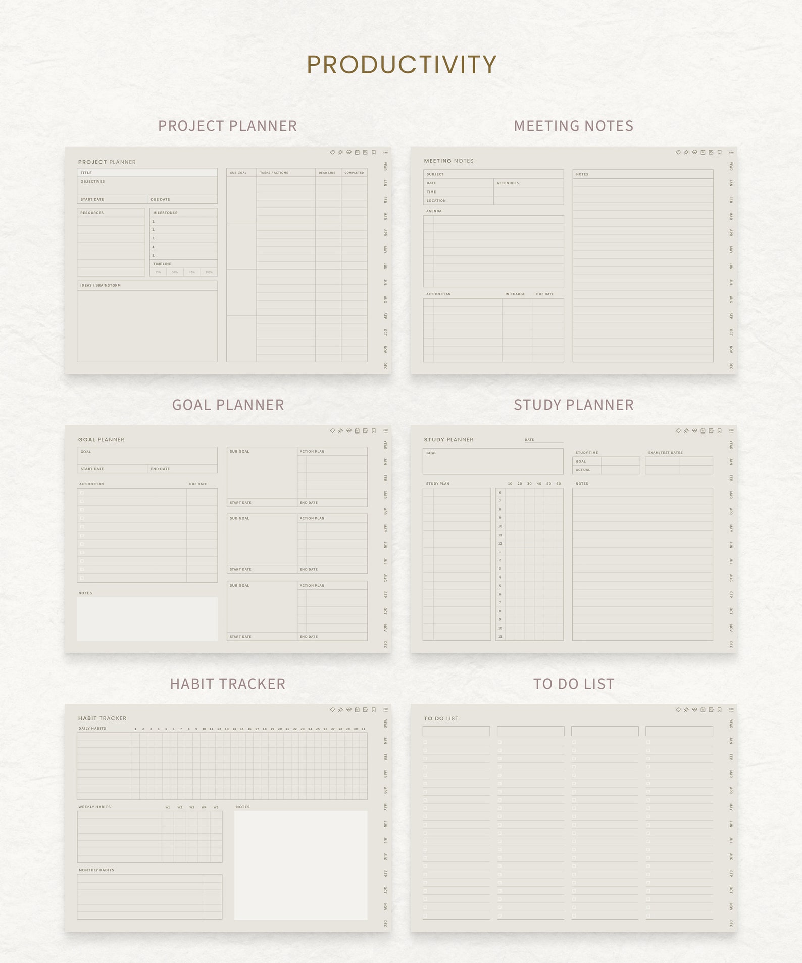 Undated Minimalist Digital Planner Goodnotes Planner Ipad - Etsy