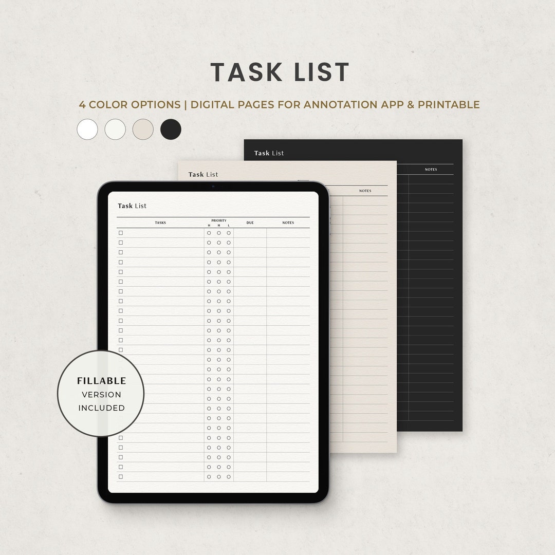 Task Tracker, Digital to Do List, Goodnotes Priority Checklist Template ...