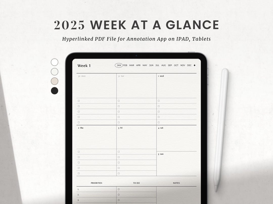 2025 Weekly Planner Digital, Simple Goodnotes Weekly Planner, iPad ...