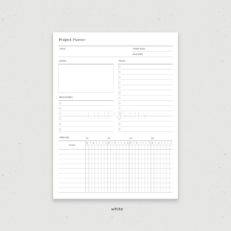Digital Project Planner Timeline Tracker Work Goal Setting - Etsy