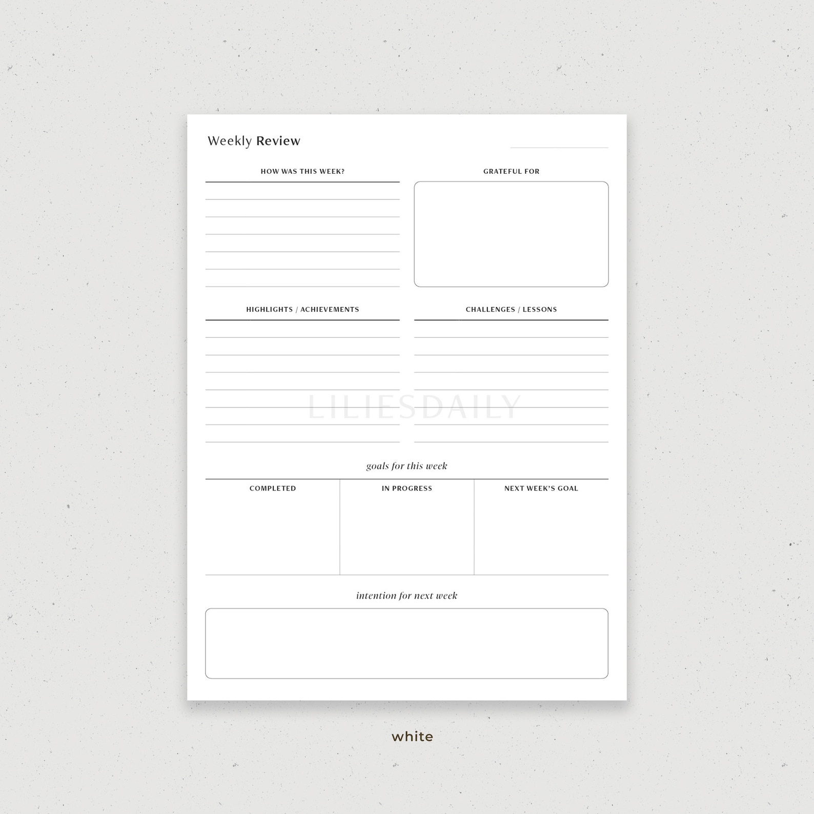 Weekly Review Journal, Digital Weekly Reflection, Weekly Check-in ...