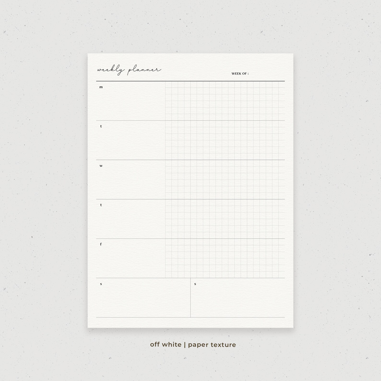 Simple Weekly Planner, Week at a Glance, Week on 1 Page Digital ...