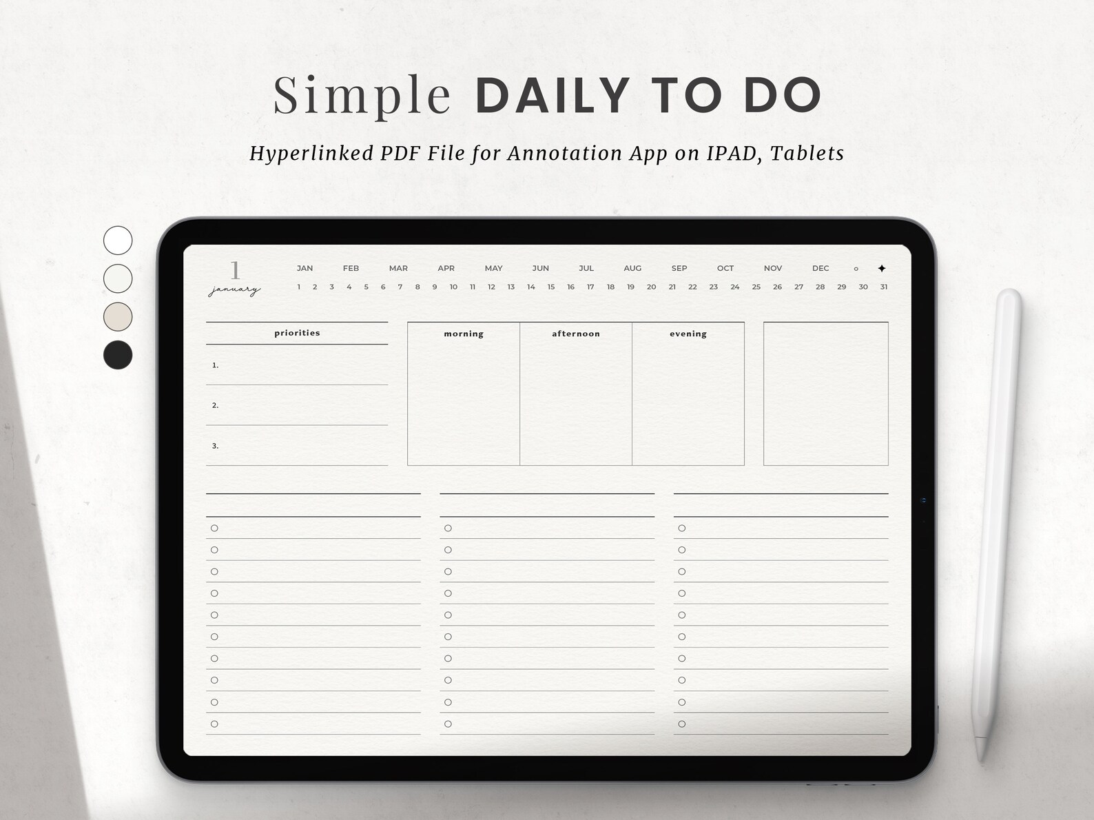 Daily to Do List Digital Planner for Goodnotes on Ipad, Simple Task ...