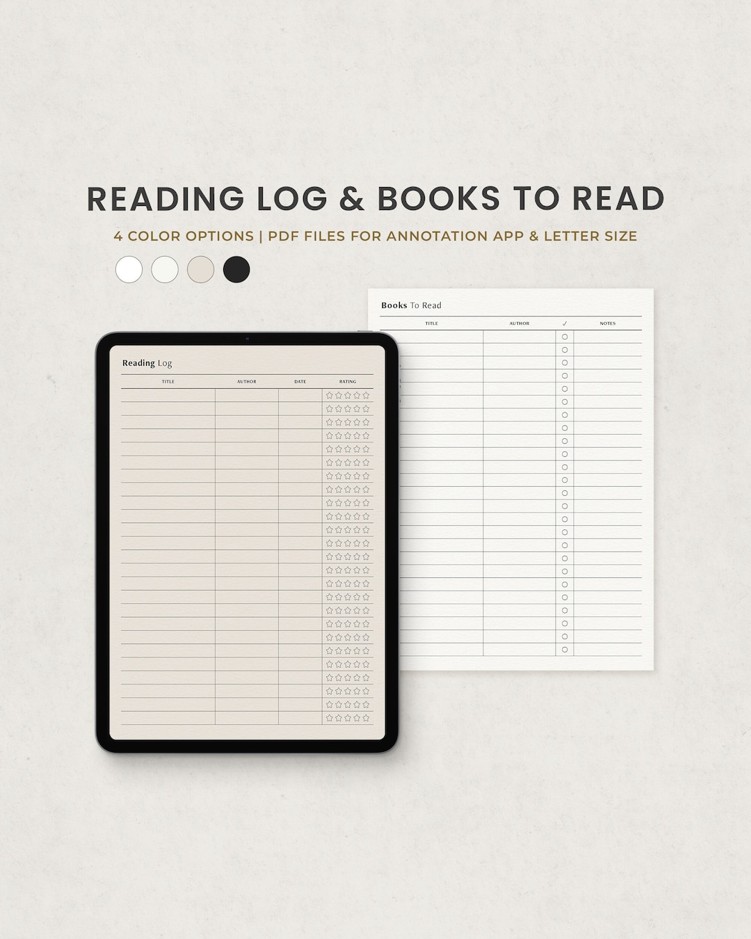 Reading Log and Books to Read List, Reading Tracker Digital Planner ...