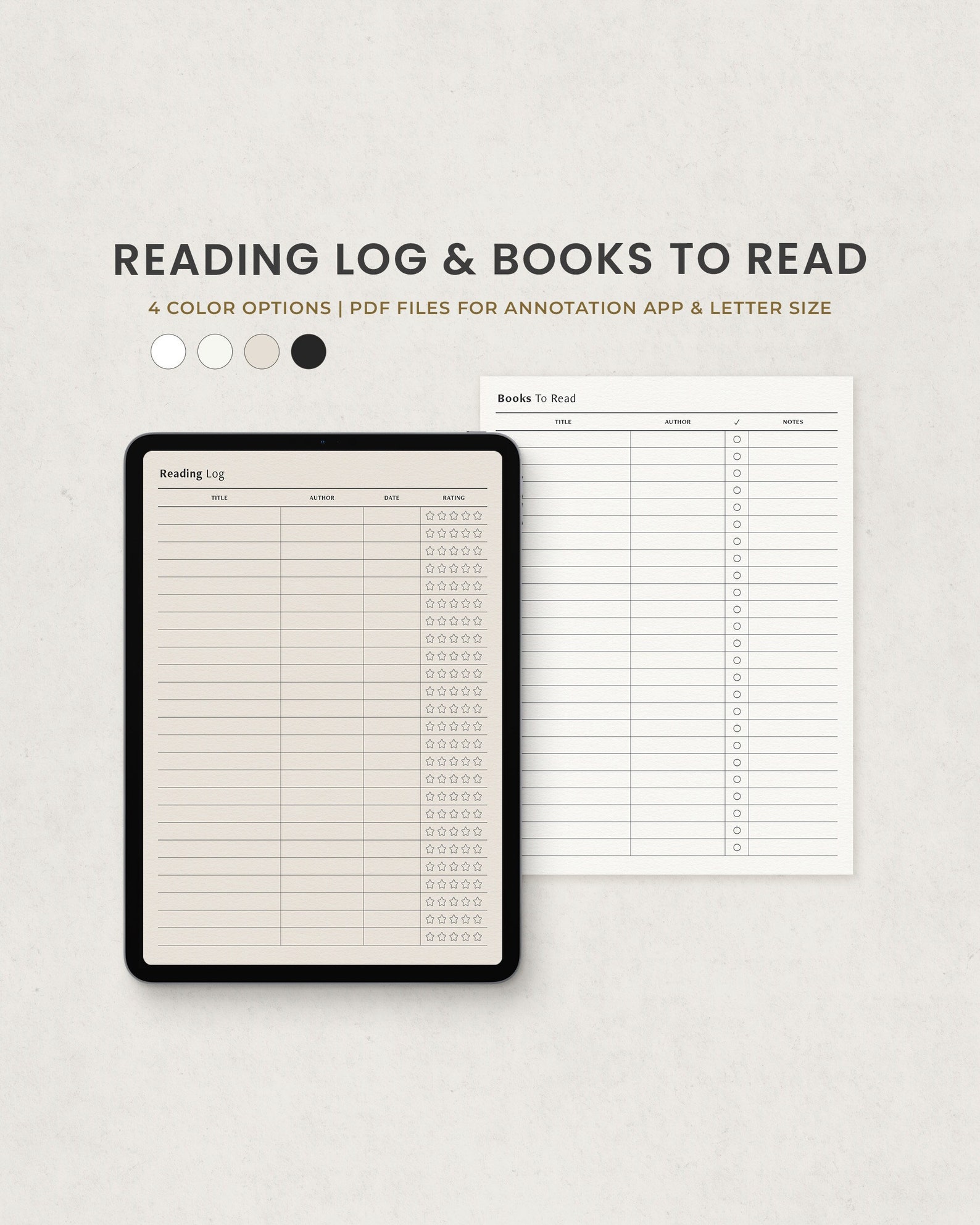 Reading Log and Books to Read List Reading Tracker Digital - Etsy