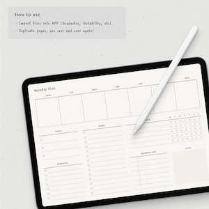 Digital Weekly Planner, Weekly Dashboard Template for Goodnotes ...
