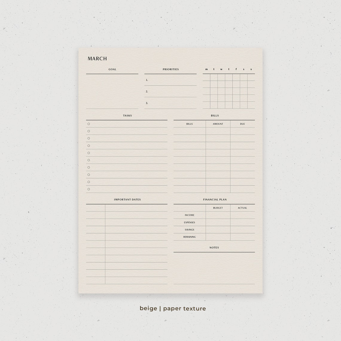 Monthly Overview Digital Template Monthly Planner Month at a - Etsy