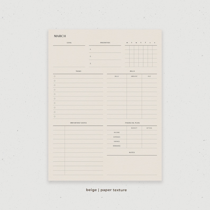 Monthly Overview Digital Template Monthly Planner Month at a | Etsy