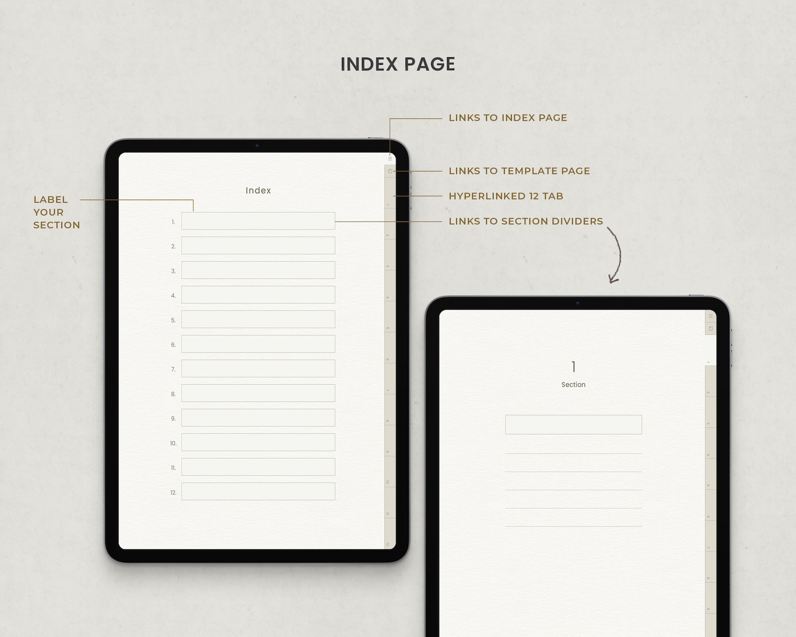 Minimalist Digital Notebook With Tabs for iPad Goodnotes Notability ...