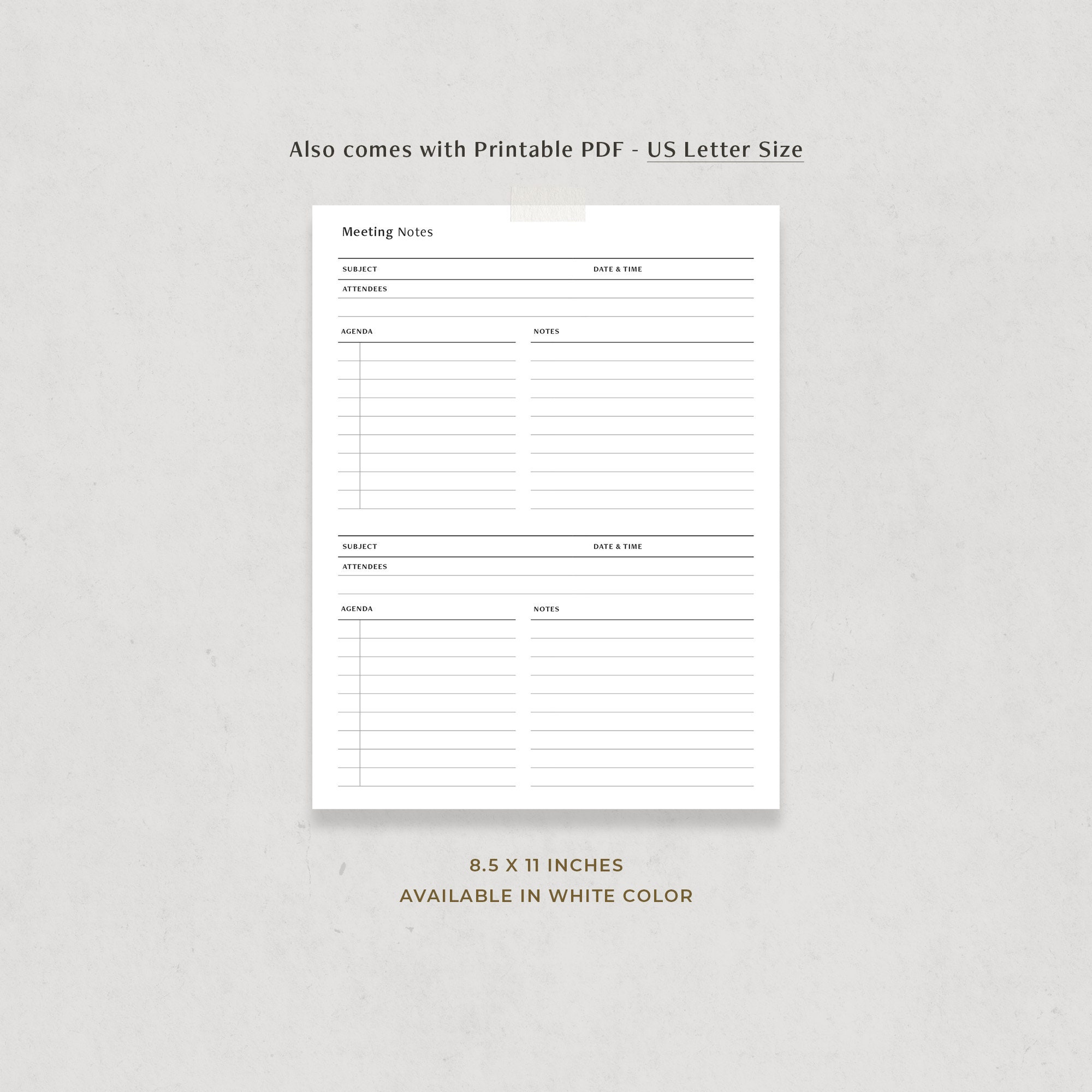 Simple Meeting Notes, Digital Meeting Minutes Template for iPad ...