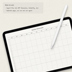 Yearly Planner, Digital Year at a Glance for iPad Goodnotes Notability ...