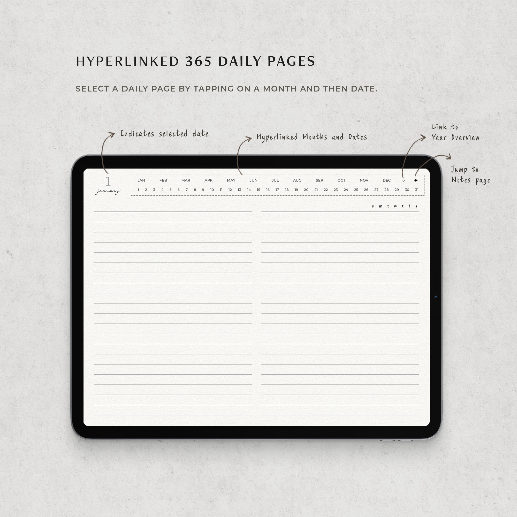 Digital Daily Lined Journal, Goodnotes Minimalist Journal, Landscape ...